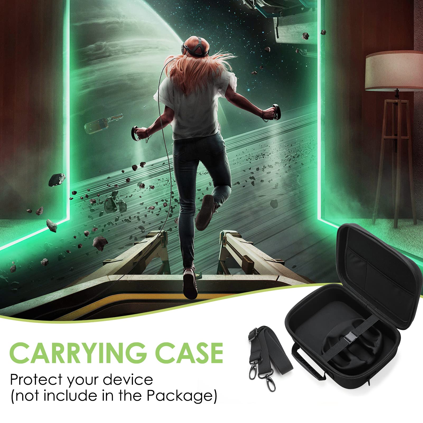 Hard Carrying Case Compatible with Meta/Oculus Quest 2 Accessories VR Headset with Elite Strap Original, Controllers and Others, Case Suitable for Travel and Home Storage with Crossbody Shoulder