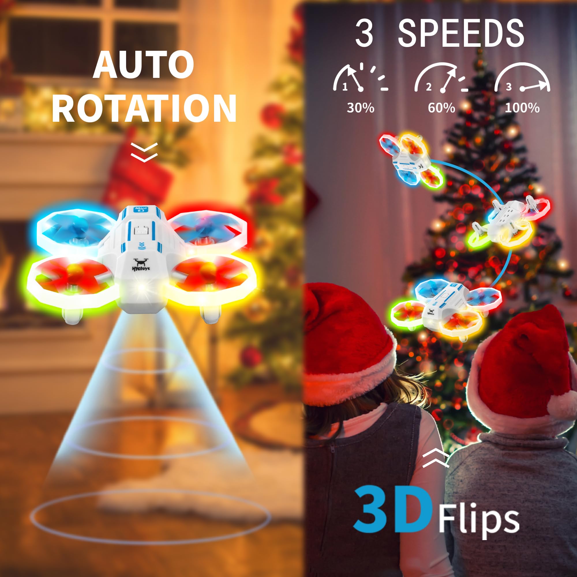 HYG Toys Mini Drones for Kids, RC Drone with Turn Signal Light, Small RC Quadcopter for Beginners, 3D Flips, Headless Mode, and Multiple light modes