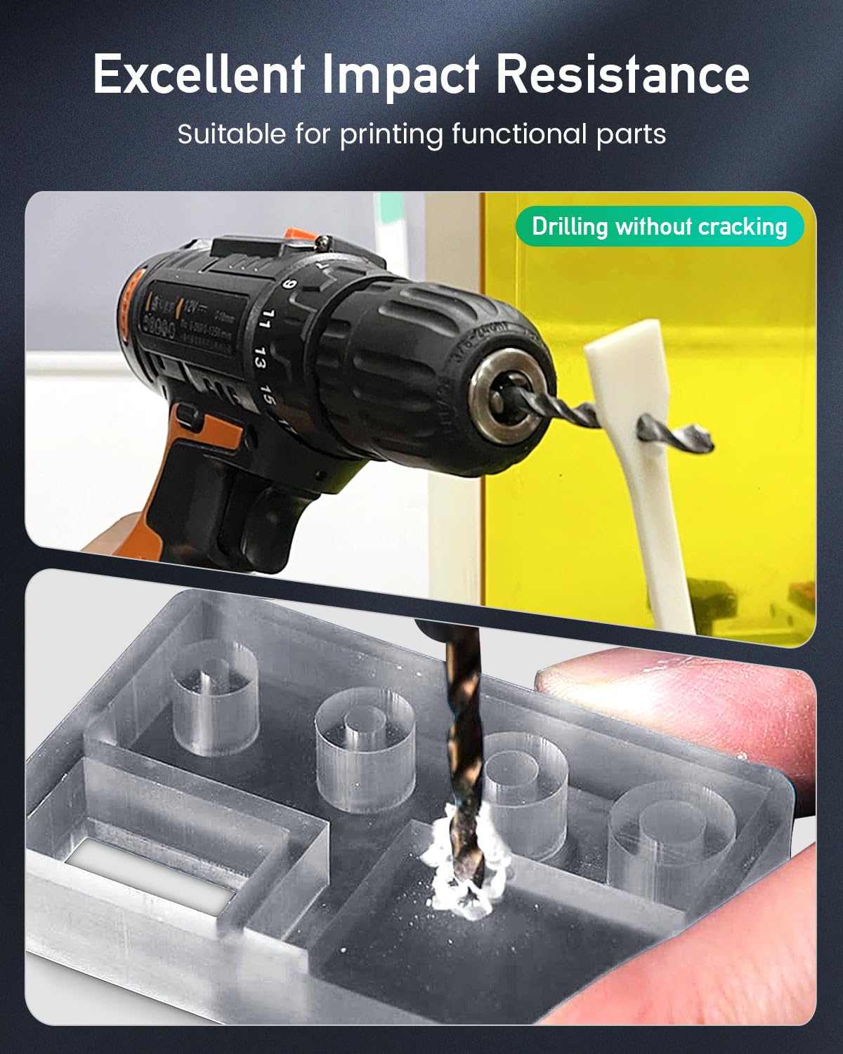 SUNLU ABS Like Resin 2000g, Strong Fast Curing 3D Printer Resin, 395 to 405nm UV Curing 3D Printing Liquid Photopolymer Resin, Non-Brittle and High Precision, 2kg, Dark Grey