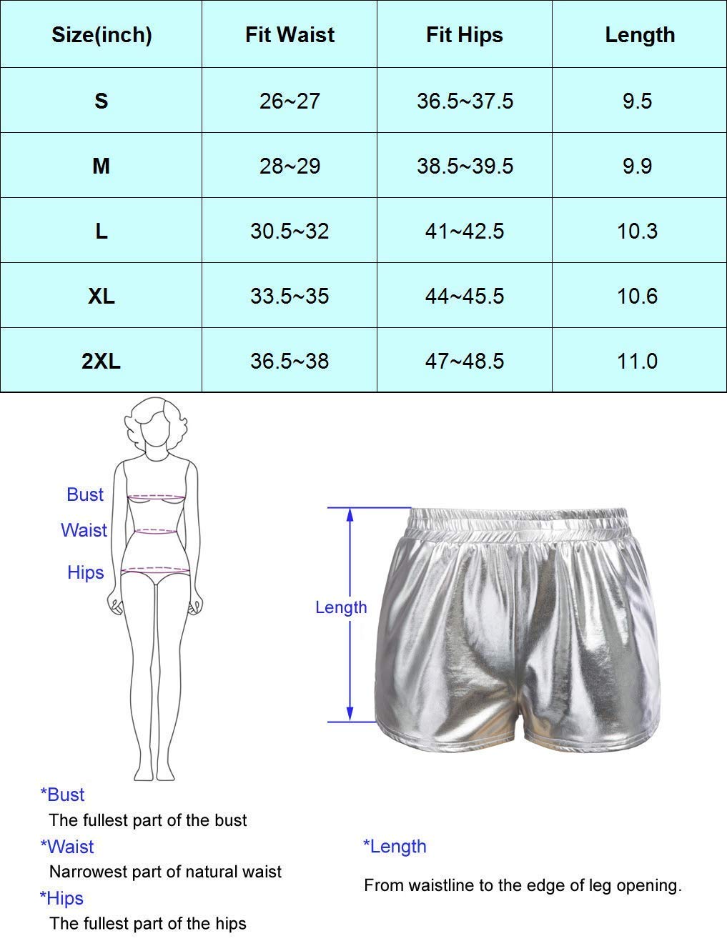 Kate Kasin Women's Yoga Hot Shorts Shiny Metallic Pants Wet Look with Elastic Waist Gold