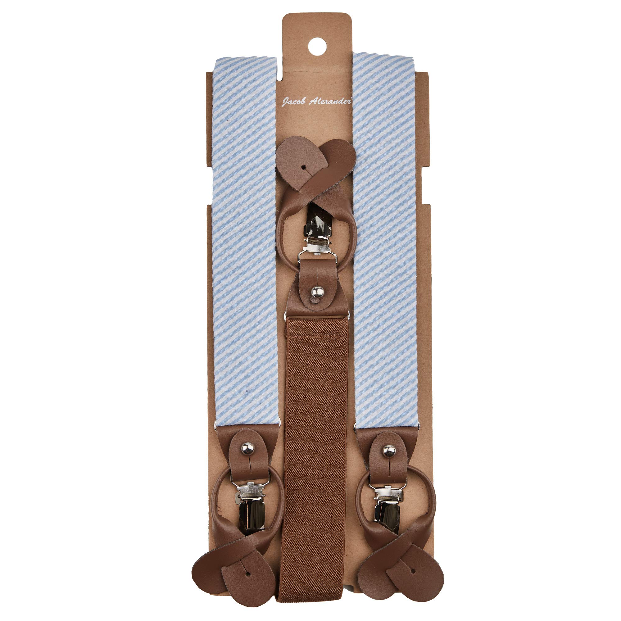 Jacob Alexander Men's Seersucker Striped Pattern Suspenders - Lavender