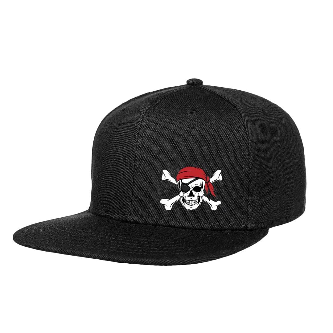 Negi Skull Hats Snapback Hat for Men, Hip Hop Baseball Cap Snapback Extender Adjustable, Skeleton Classic Flat Bill Hats for Men Women, Black Snap Backpack Hats for Golf Outdoor, Skull Gift