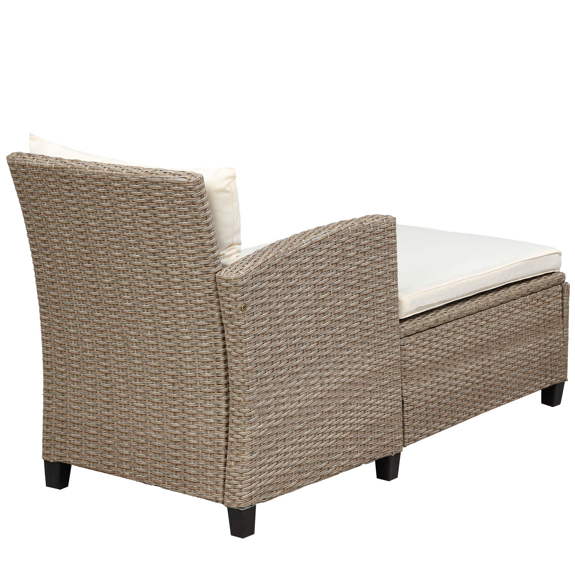 HomSof Outdoor Conversation Sets Wicker Furniture 6 Pieces Patio Table and Chairs with Bench and Cushions, Gray, 8 Seater