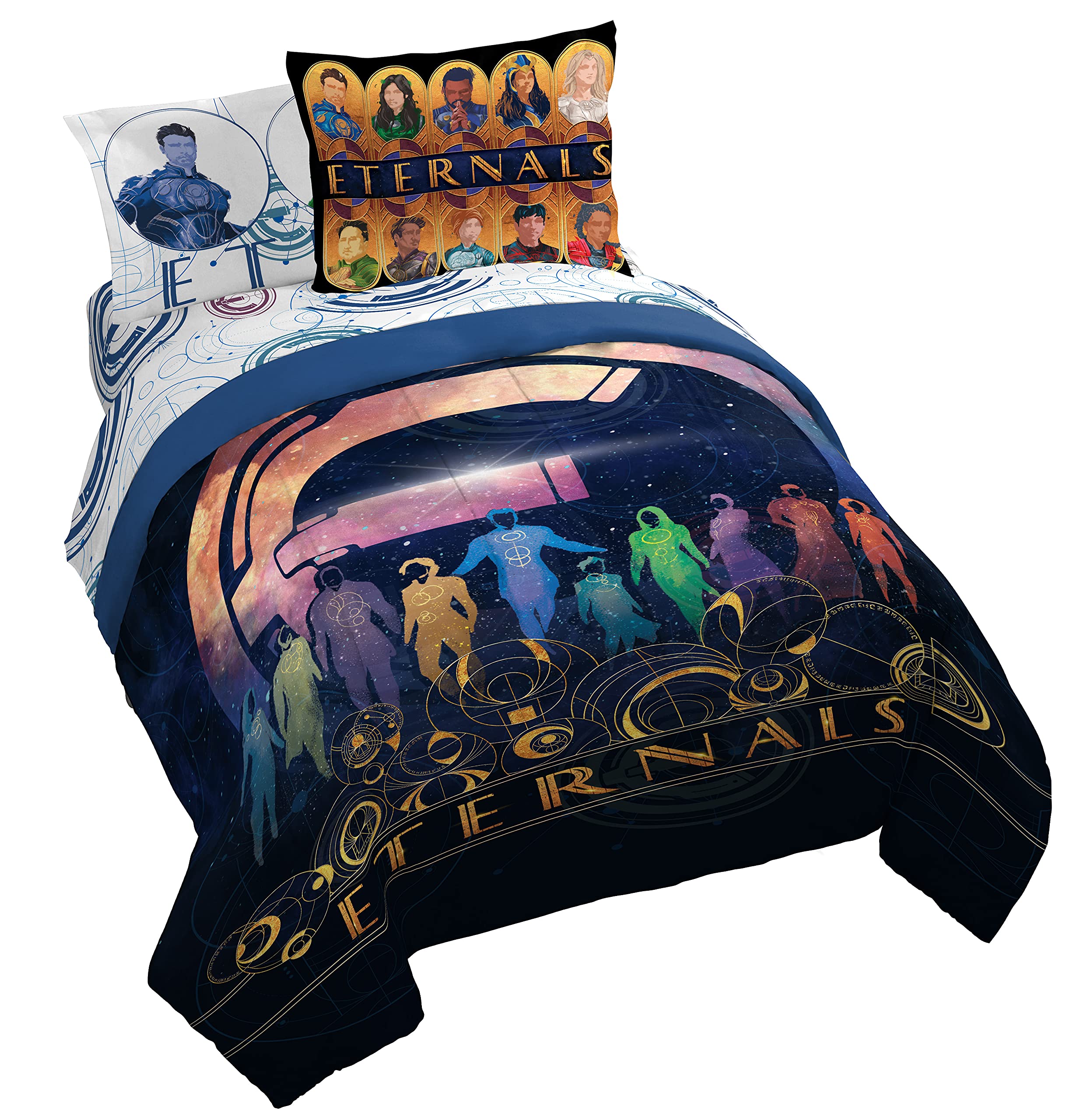 Jay Franco Marvel Eternals Space Force 7 Piece Queen Size Bed Set - Includes Comforter & Sheet Set Bedding - Super Soft Fade Resistant Microfiber (Official Marvel Product)