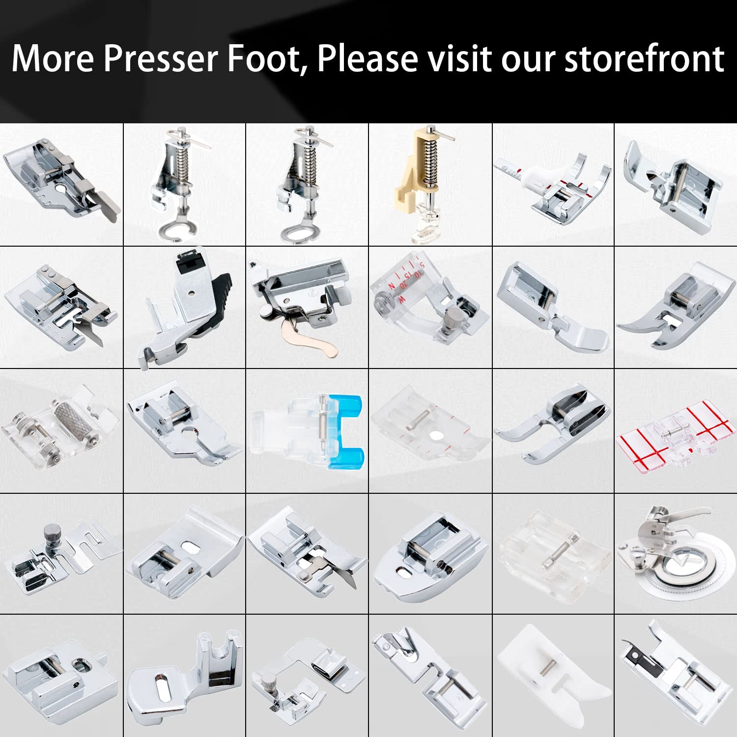 Homstco Adjustable Guide Sewing Machine Presser Foot, 2PCS Fits for Brother, Babylock, Singer, Elna, Janome, Juki, New Home, Euro-Pro, Kenmore