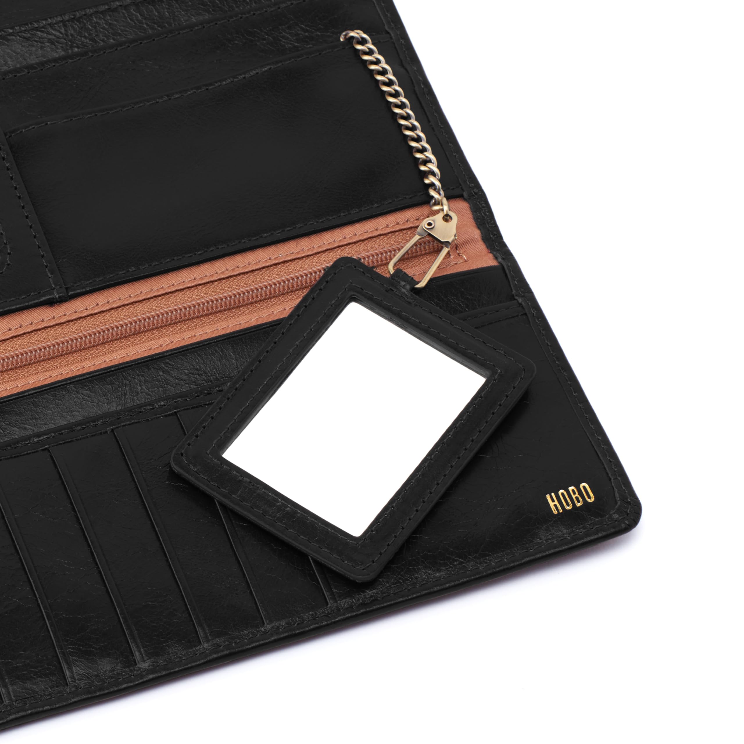 HOBO Rachel Continental Trifold Leather Wallet for Women, Black