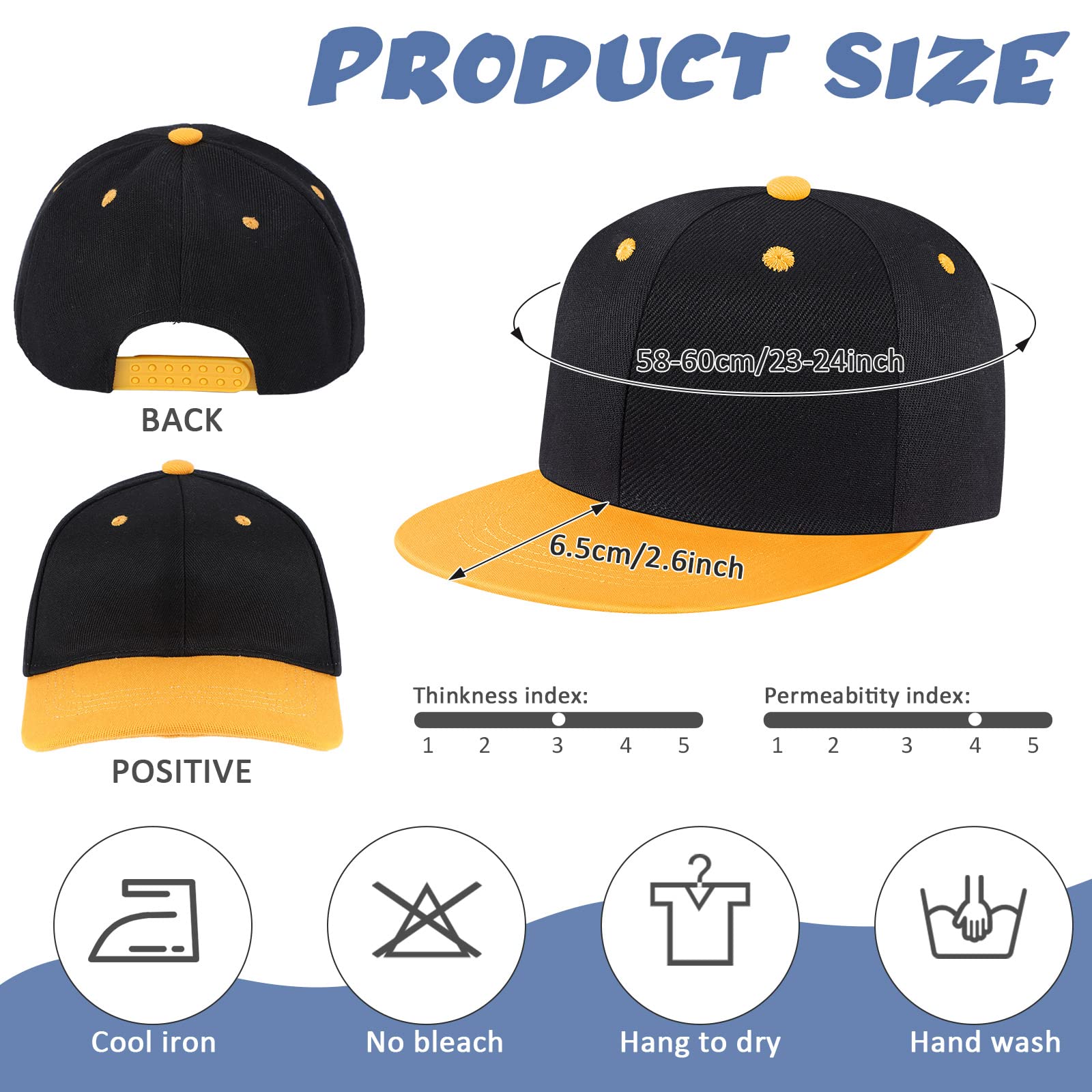 Jiuguva 12 Pack Snapback Hat Cap Solid Color Adjustable Snapback Hat Hip Hop Style Baseball Cap Flat Brim Blank Snapback Hats for Men Women