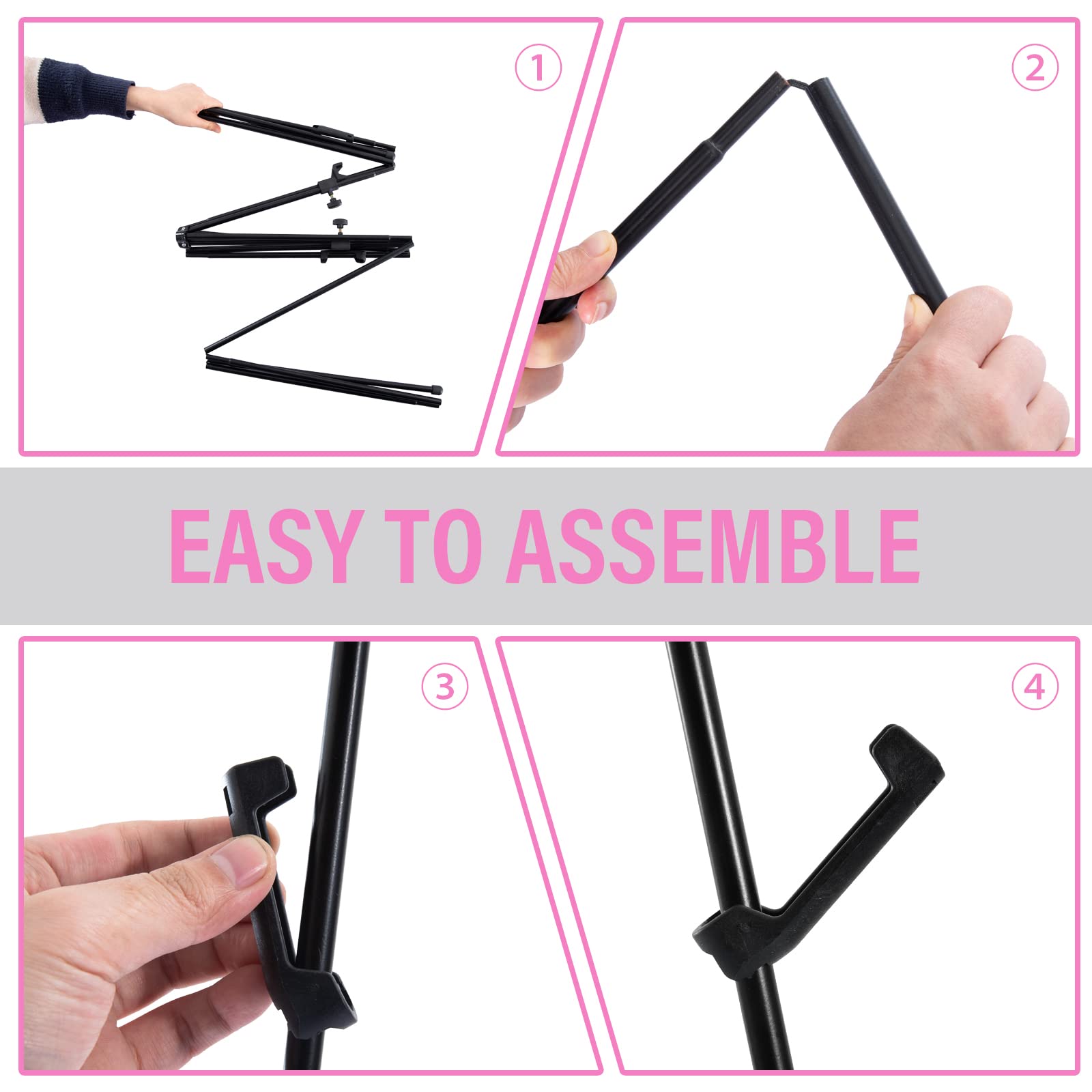 IN WHICH BAY 63" Tall Folding Easel for Display, Instant Poster Easel, Floor Standing Easel Wedding Sign Stand Black Steel Metal Telescoping Art Easel Stand (BLACK-1PACK)