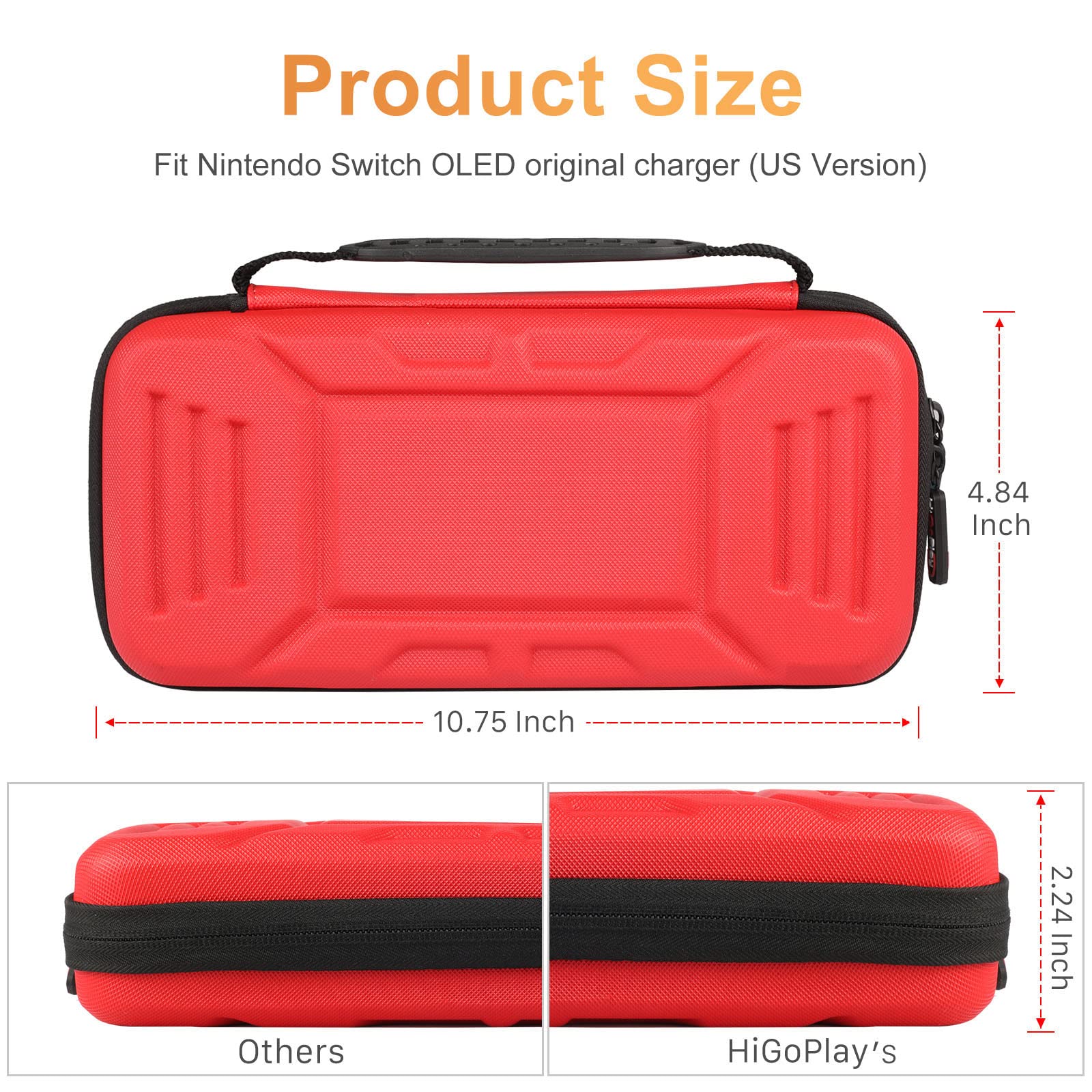 HIGOPLAY Hard Carry Case Compatible with Nintendo Switch OLED /Switch Model Protective Space Shell Travel Case Portable Storage Bag with 10 Game Card Slots for Console & Accessories