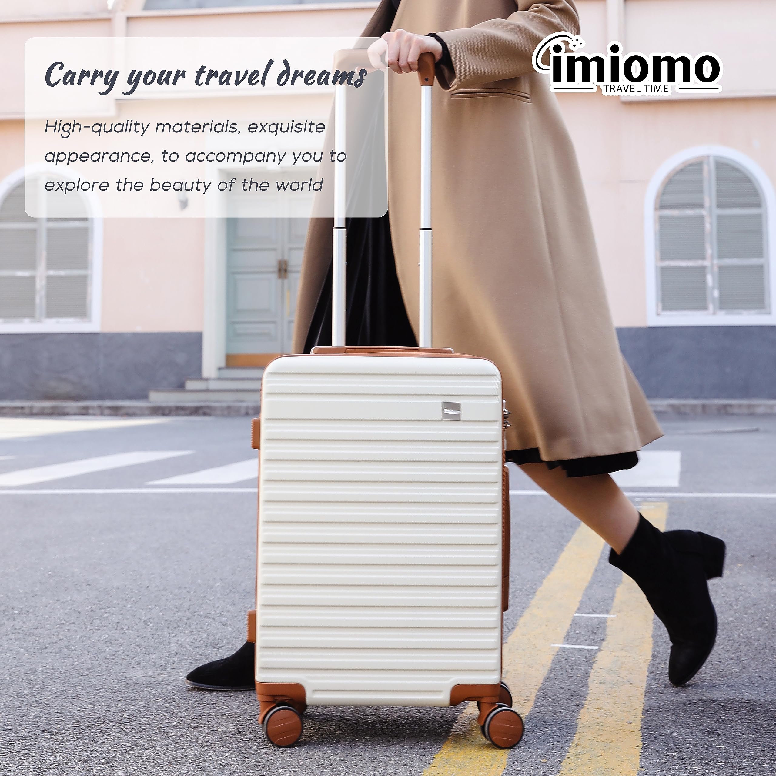 imiono Luggage Sets 3 Piece,Expandable Hardside Suitcase Set with Spinner Wheels,Lightweight Travel Luggage set with TSA Lock(20/24/28,White)
