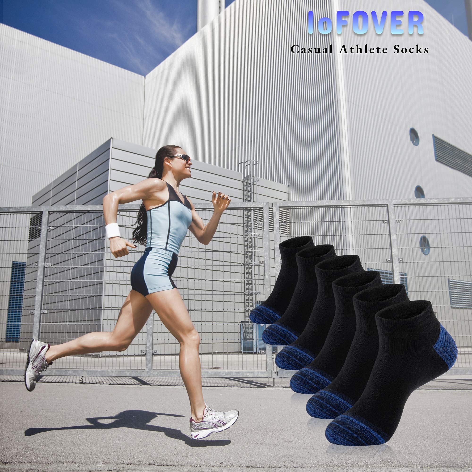IEOVIEE Women Ankle Athletic Socks Casual Running Low Cut Socks Soft Cotton No Show Sock for US Size 7-12(6 Pairs)