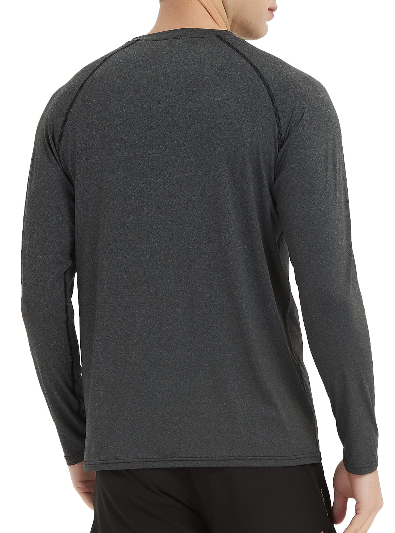 Janmid Men's Long Sleeve Running Shirts Athletic Workout T-Shirts Heather Black XL