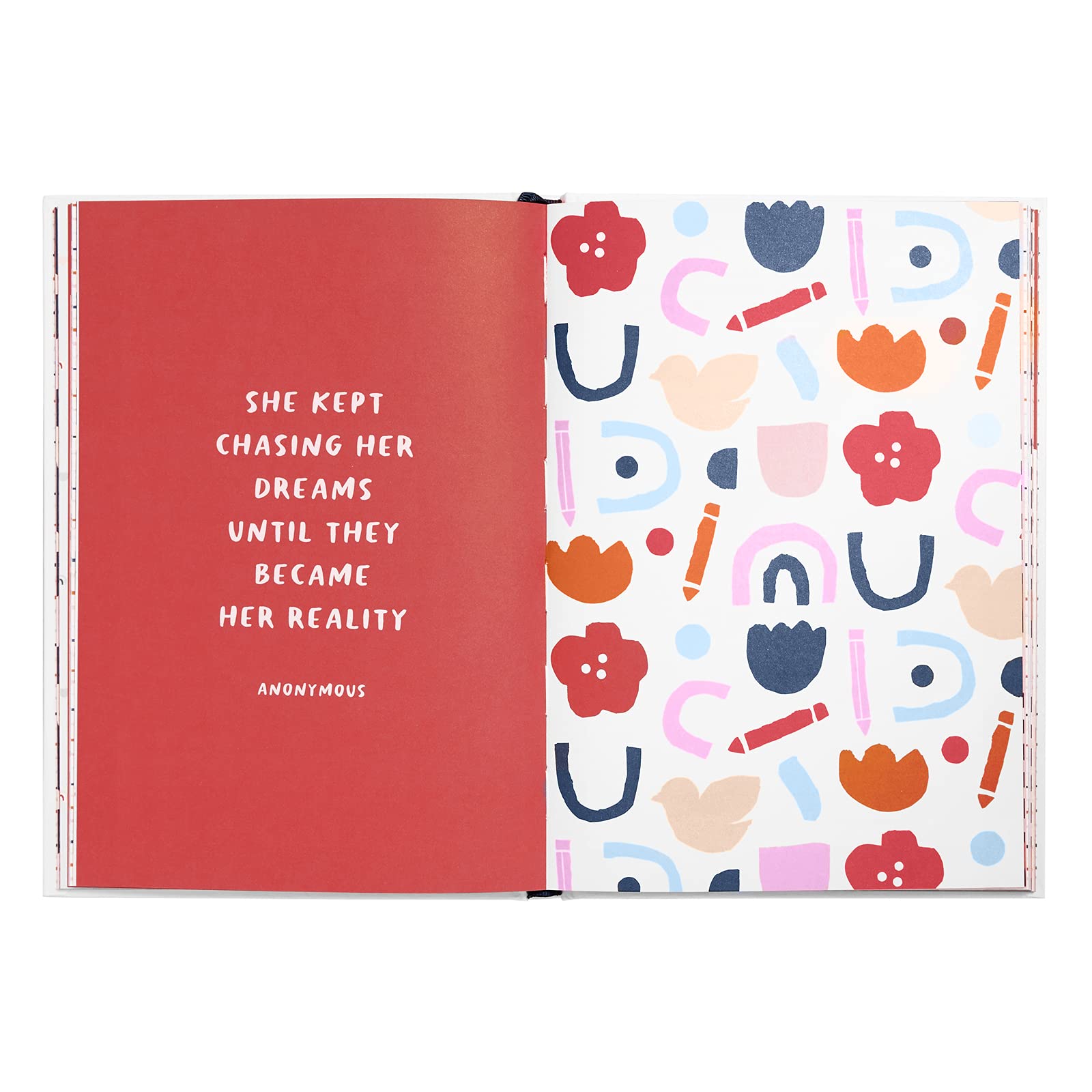 kikki.K x Malala Fund Collection - Write Reflect Dream Explore Journal in Pale Peach, Prompted, Lined, Blank and Printed Pages, 208 Pages, 8.50" L x 6.06" W x 0.51" H
