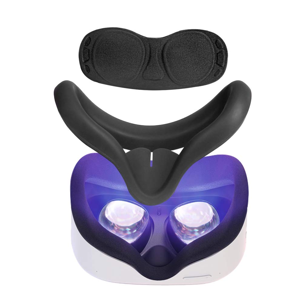 HIJIAO NEW Kit for Oculus Quest 2, Including Hard Travel Case& Controller Grip Cover & Knuckle Strap&Head Strap Pad&Silicone Face Cover&Lens Protect Cover &Shoulder Strap for Oculus Quest 2(6 in 1)