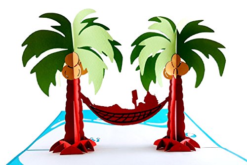 iGifts And Cards Funny Woman Relaxes on Beach 3D Pop Up Greeting Card – Happy Birthday Card For Her, Wife, Cute Tropical Sunshine Vacation, Congratulations On Your Retirement, 6" X 8"