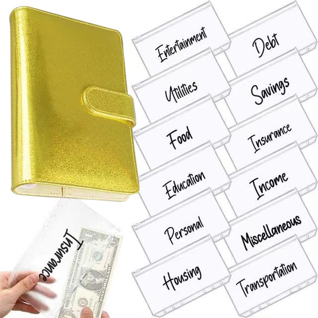 n/a A6 PU Leather Notebook Binder Planner Budget Organizer Cover Personal Planner with 12 Letter Binder Zipper Pocket for Money ( Color : E )