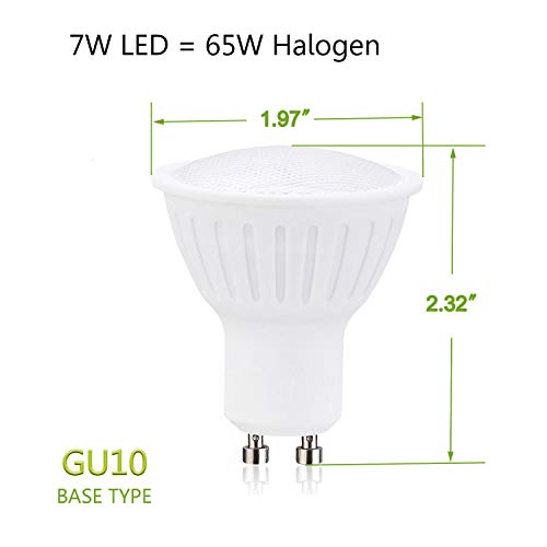 GU10 LED Bulbs Dimmable 7W - Warm White 2700K,Recessed Light Bulb(65W Halogen Bulb Equivalent),MR16 Shape,120°Angle BeamSmall Flood Light Bulbs Indoor Track Lighting Lamp - 6 Pack