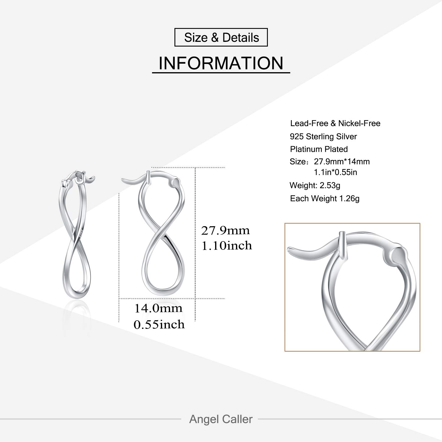 Infinity earrings 925 Sterling Silver Infinity Hoop Earrings Figure 8 Twisted Earrings for Women Jewelry