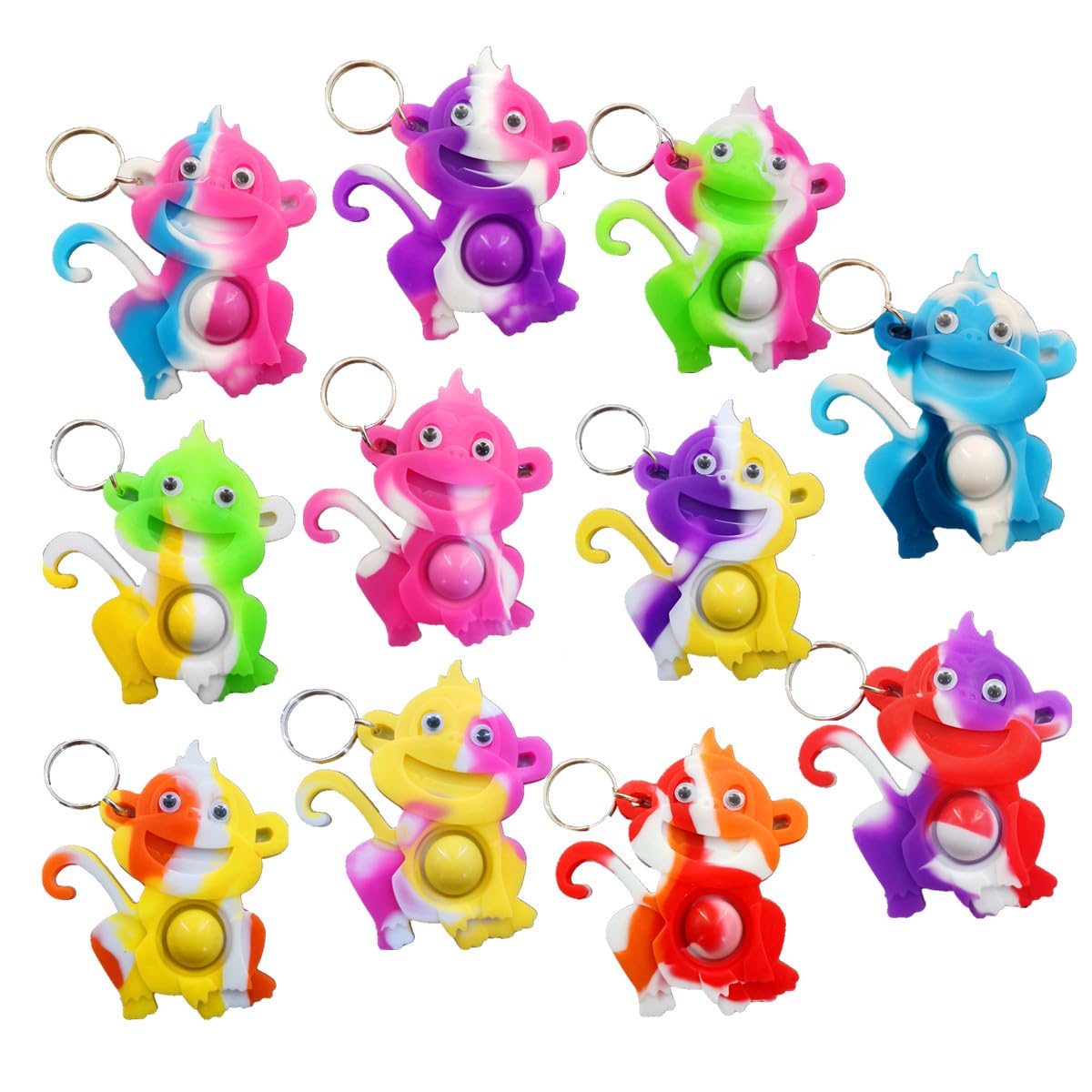 HOZKEAP 24 Packs Monkey Bulk Mini Pop Keychain,Birthday Gift Party Favors Supplies,for boy and Girl Student Award Gift…