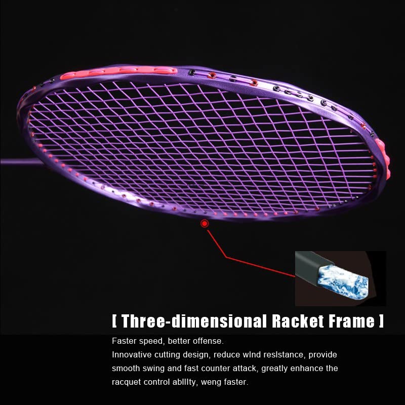 JHHDP 5U 75g 30Lbs Full Carbon Fibre Twist Frame Badminton Racket with Free Tied (Color : D, Size : 1)