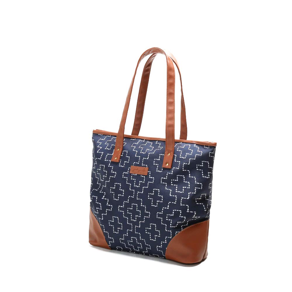 Jadyn Liliana Tote, Women's Purse & Shoulder Bag with Vegan Leather Accents (Sashiko)