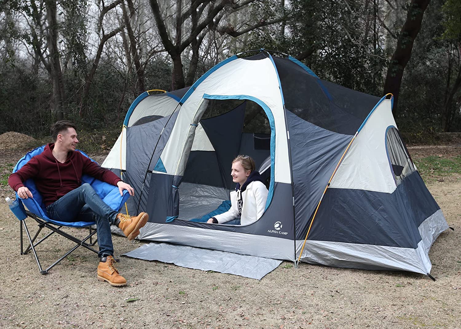 LET'S CAMP 6 Person Extended Dome Tent with Removable Rain Fly for Camping Hiking Outdoor - 12' x 10', Blue