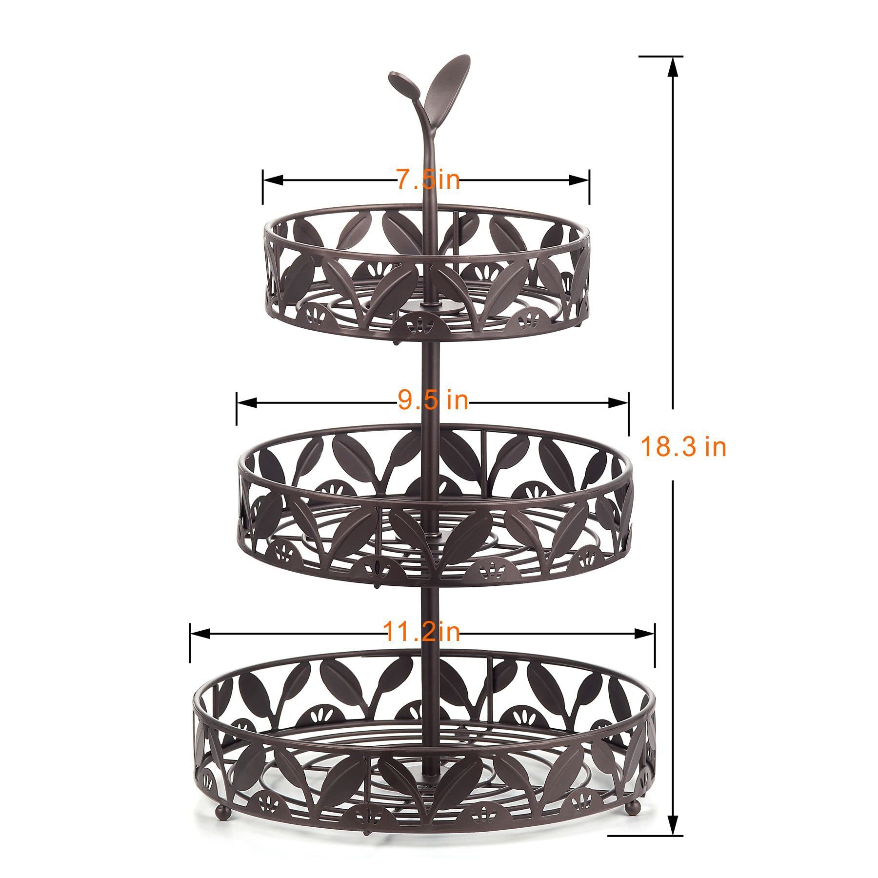 Ouseen 3 Tier Fruit Basket for Kitchen, Fruit Bowl Holder, Detachable Fruit Storage Baskets Stand for Counters Kitchen Countertop Dining Table
