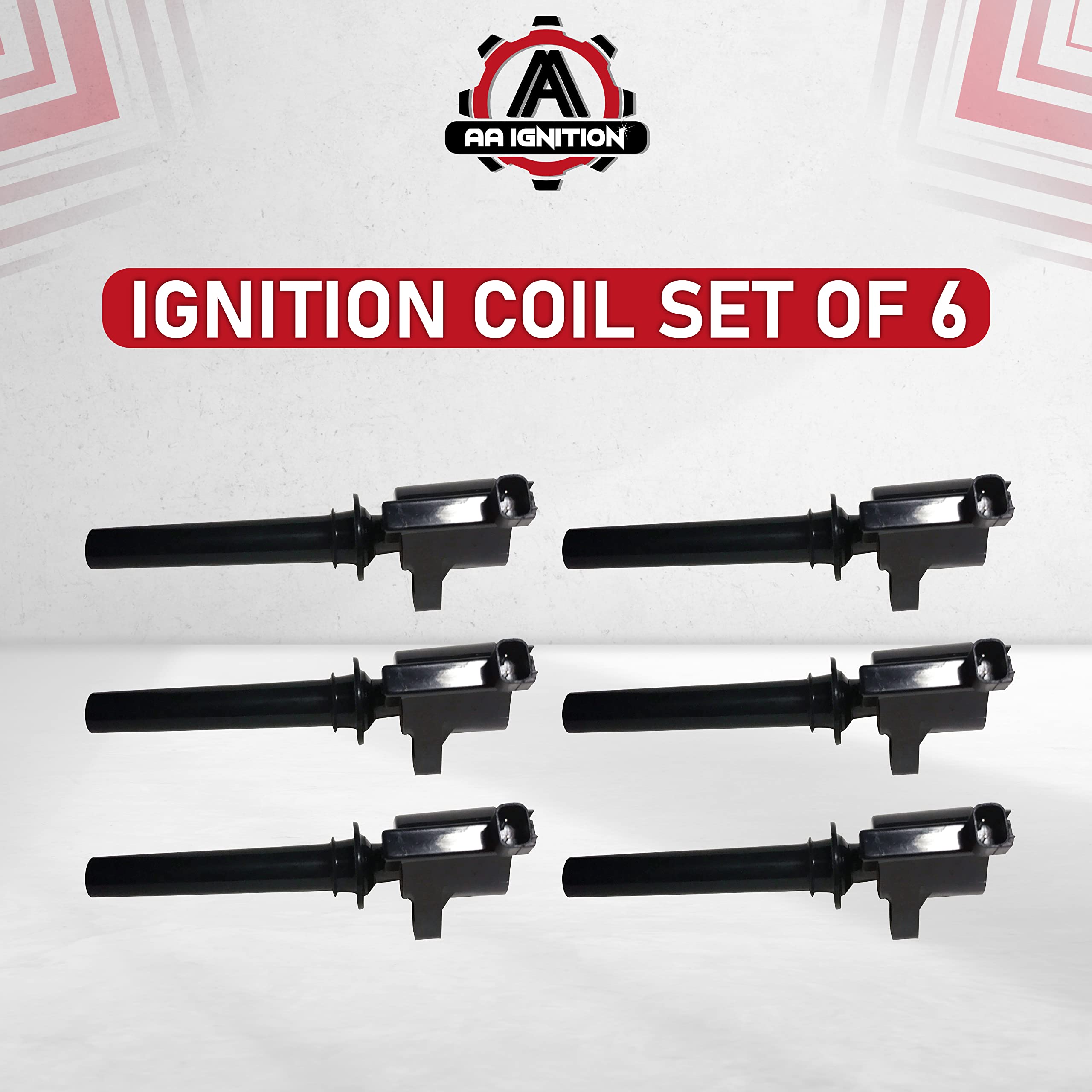 Ignition Coil Pack Set of 6 - Compatible with Ford, Mazda, Mercury 3.0L V6 Models - Replaces 18LZ-12029-AB, 18LZ-12029-AA, 2M2Z-12029-AC, DG500, DG513 - Fits 01, 02, 2003, 2004, 2005 Escape, Taurus