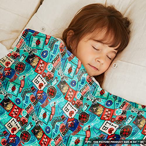 ZonLi Kids Blanket Flannel Fleece Throw Blanket Twin Size 60" x 80" Cat Noir Miraculous Ladybug Bluey Blankets for Boys Soft Fuzzy Plush Blanket Cozy for Travel Bed Saint Patrick Spring