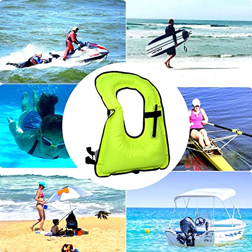 Inflatable Snorkel Vest for Adults, Adjustable Light Snorkeling Jackets Safety Vests for Diving, Snorkeling, Swimming, Surfing (Up to 200 lbs Loading)