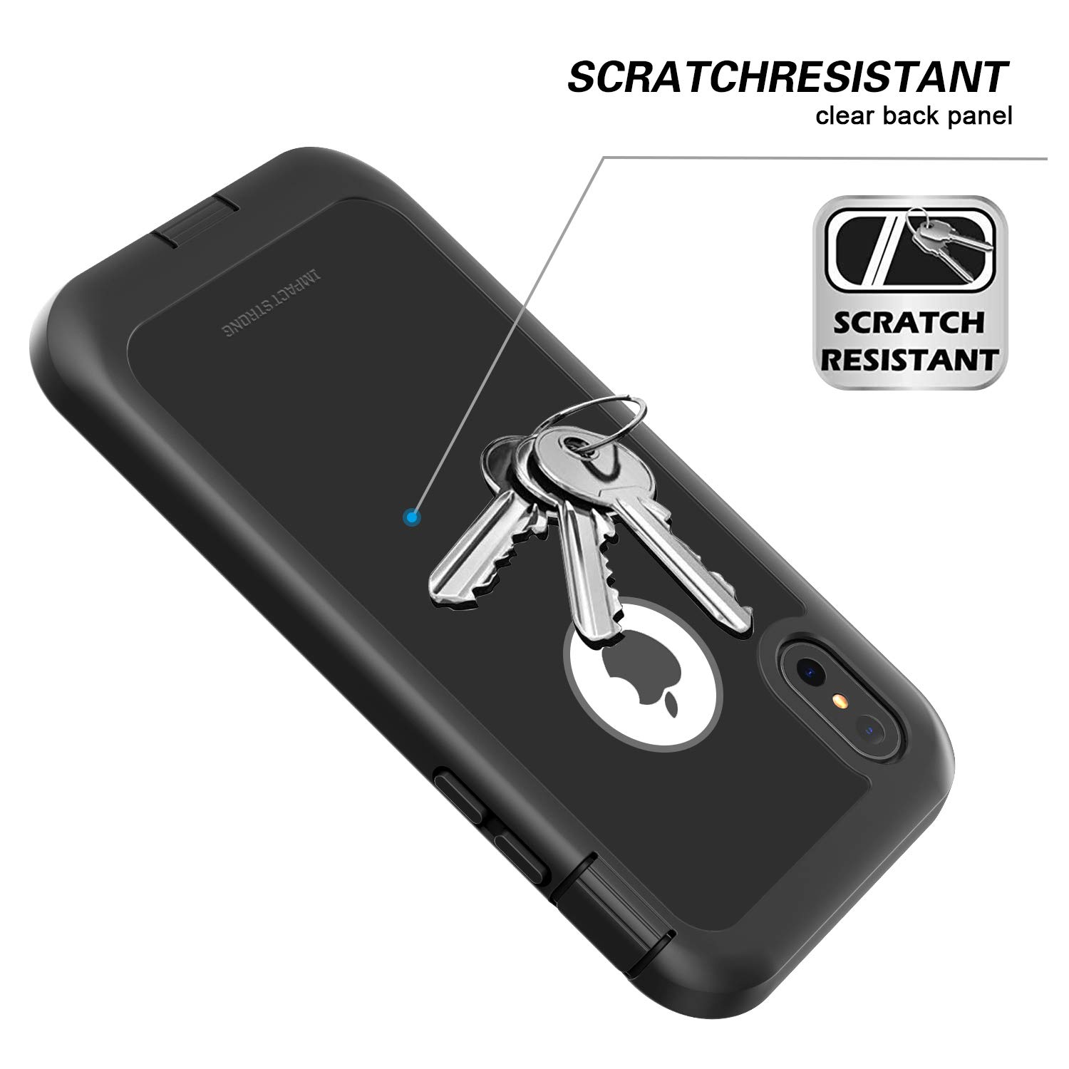 ImpactStrong iPhone X/iPhone Xs Case, Ultra Protective Case with Built-in Clear Screen Protector Full Body Cover for iPhone X/iPhone Xs (Black)