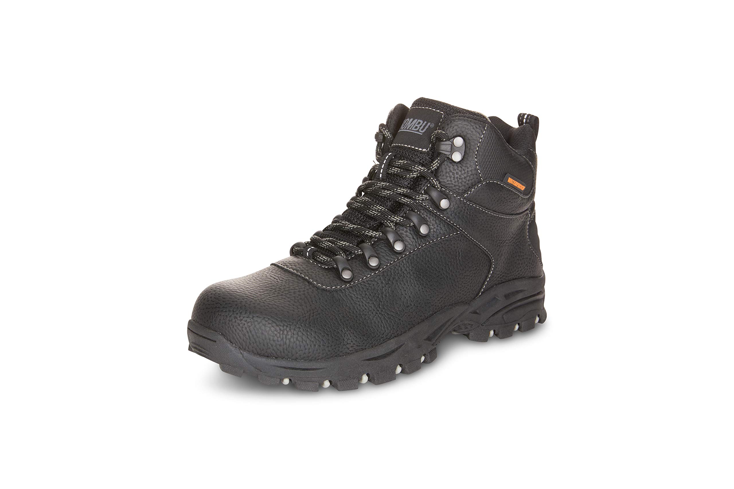 Khombu Men’s Hiking Boots (Jared) Water and Slip Resistant Shoes with Laces, Round Toe, Black, 10