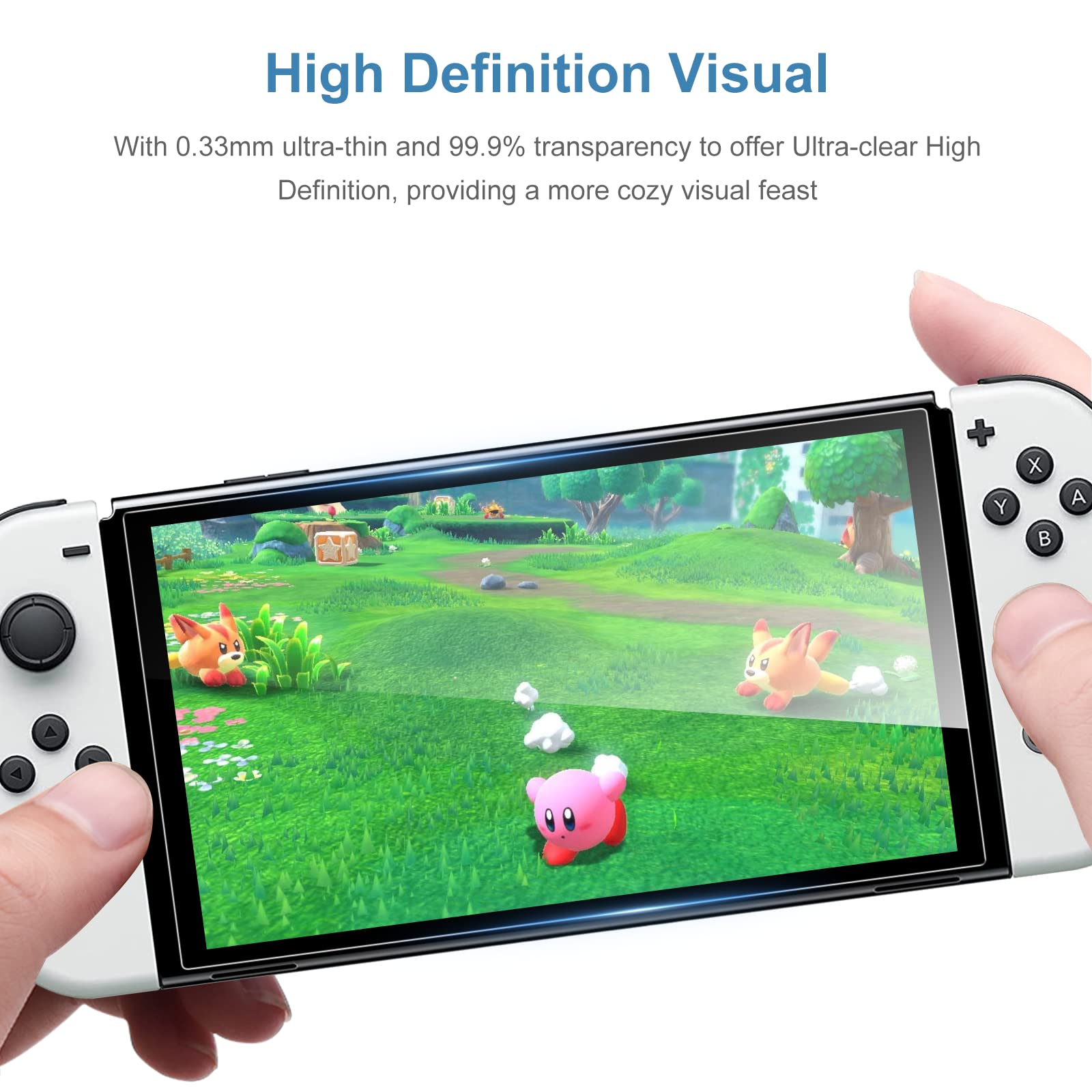 LDSXAY [3 Pack] Screen Protector Designed for Nintendo Switch OLED model 2021, Nintendo OLED Tempered Glass Screen Protector 9H Hardness Anti-Scratch, Bubble Free