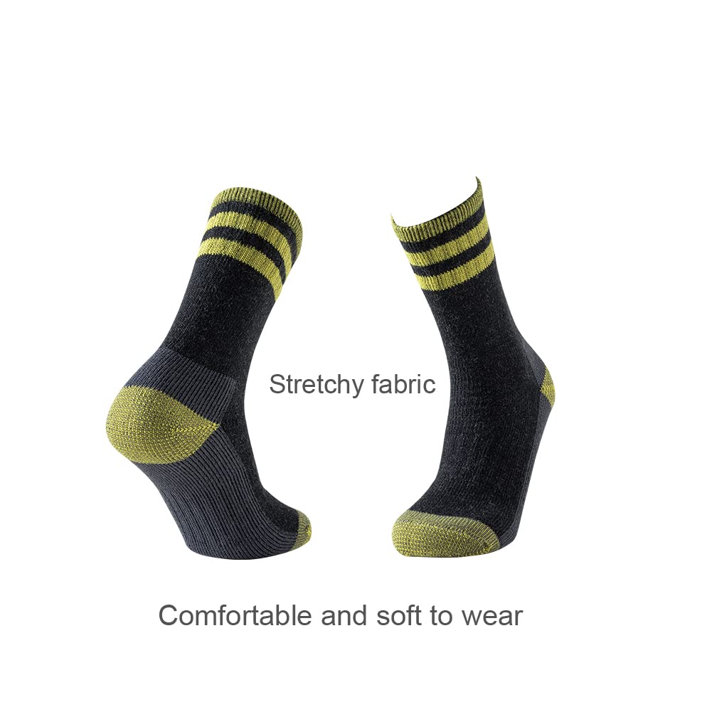 LTYRR Wool Socks for Men 70% Merino Warm Thermal Boot Socks Breathable 1Pairs Yellow and black