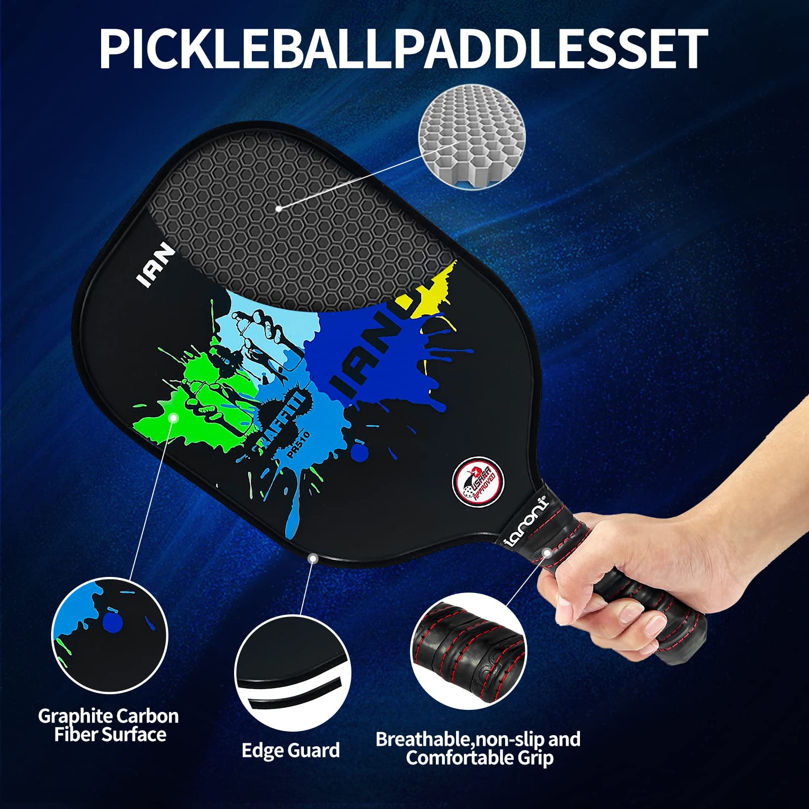 KUIWA Pickleball Net Set with 4 Paddles(Includes Metal Frame +10FT Pickleball Net + 4 Pickleball Paddles + 4 Pickleball Balls + Rules Sheet in Carry Bag)