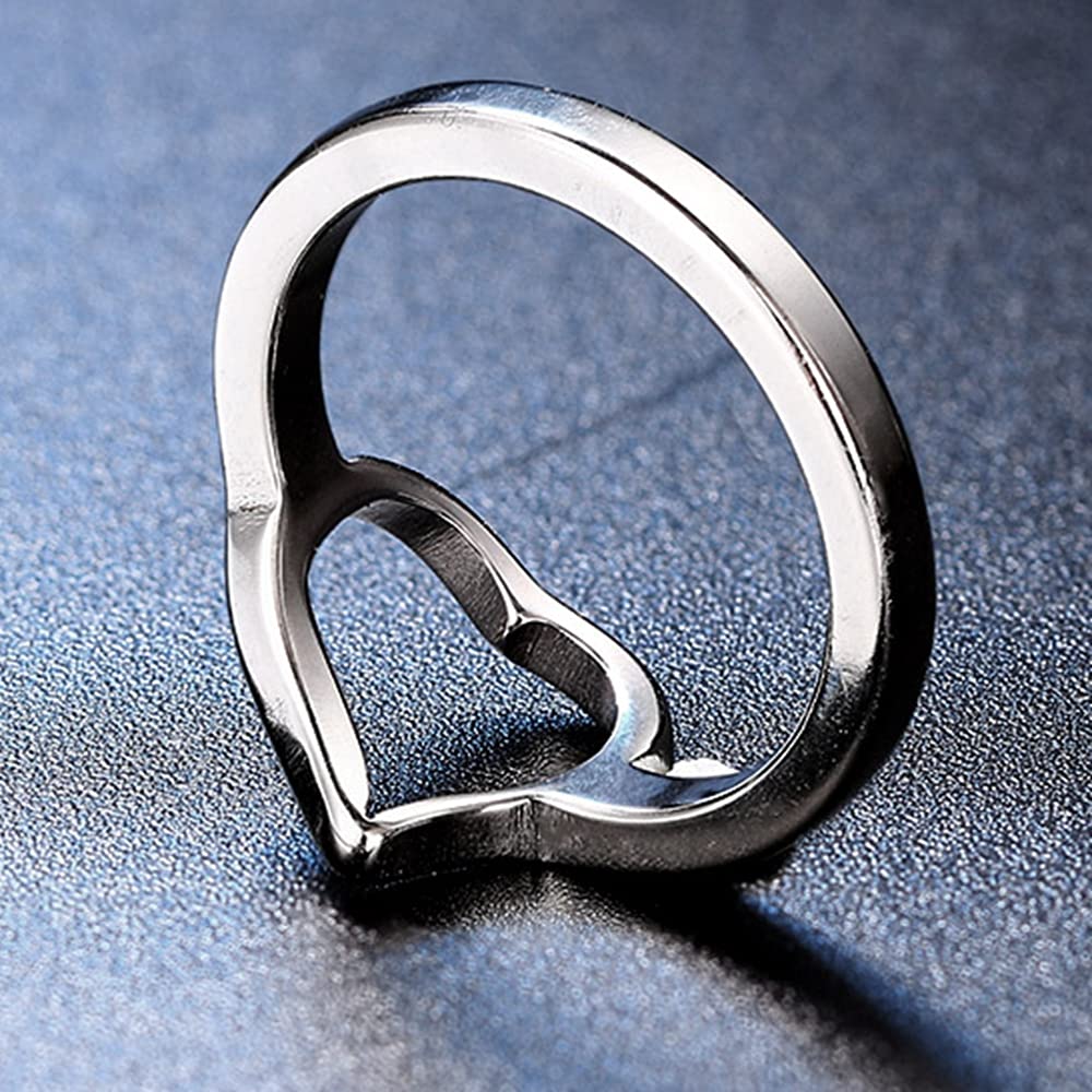 Jude Jewelers Stainless Steel Open Heart Karma Statement Promise Ring (Silver, 7)