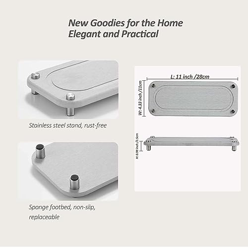 Instant Dry Sink Organizer, Water Absorbing Stone Tray for Sink for Bathroom Kitchen 11x4.72x1.37 (Gray)