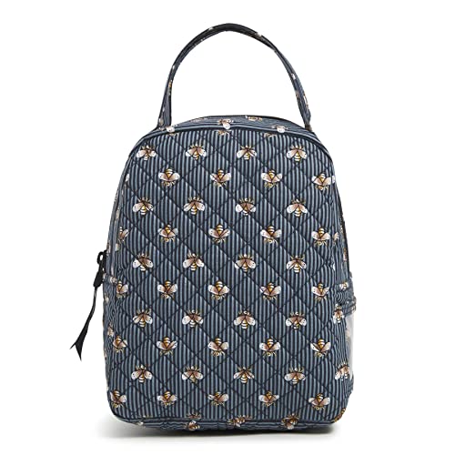 Vera Bradley Women's Cotton Lunch Bunch Lunch Bag, Bees Navy - Recycled Cotton, One Size