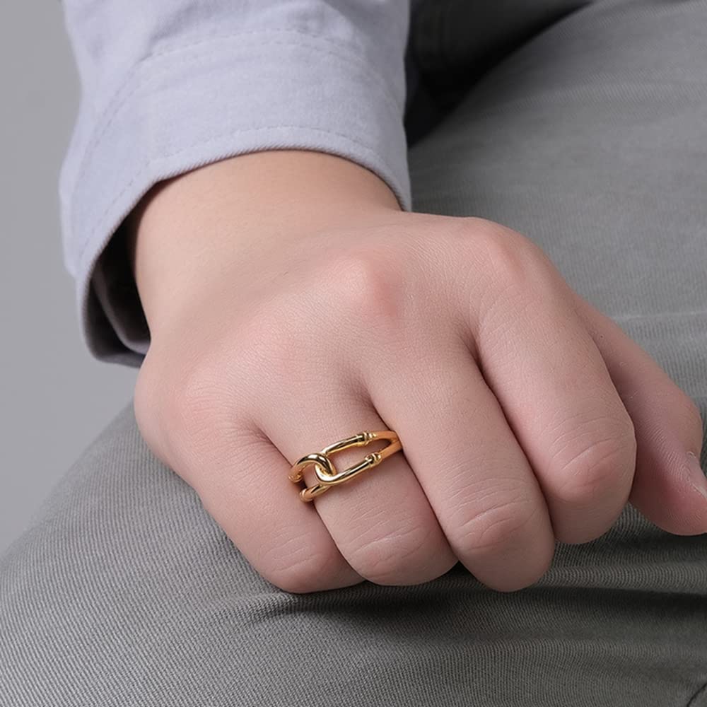Jude Jewelers Stainless Steel Wave Knotted Chain Infinity Classic Plain Promise Statement Anniversary Ring (Gold, 13)