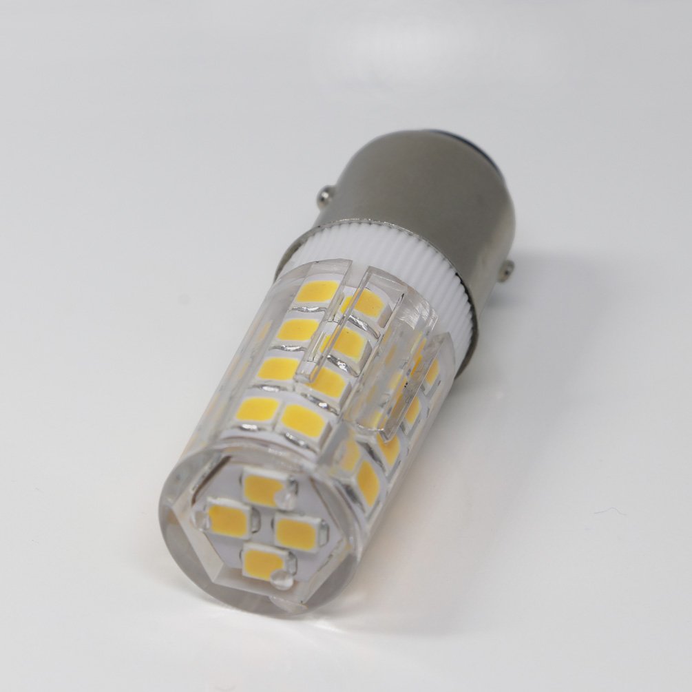 HxLED Dimmable Ba15d Bulb, Ba15d Double Contact Bayonet Base LED Corn Bulb, 5W Equivalent to 50W Halogen Bulbs, 500LM, 120V, Warm White 2800K for Sewing Machine Lamp (2 Pack)