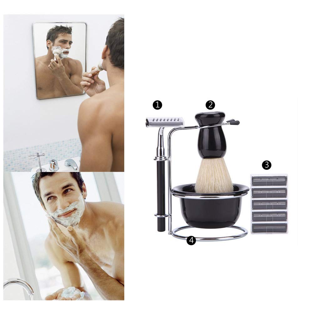 Set Kit for Cup Stand and Stainless Soap Shaving Brush Shaving Perfect Steel Men Brush OcP111