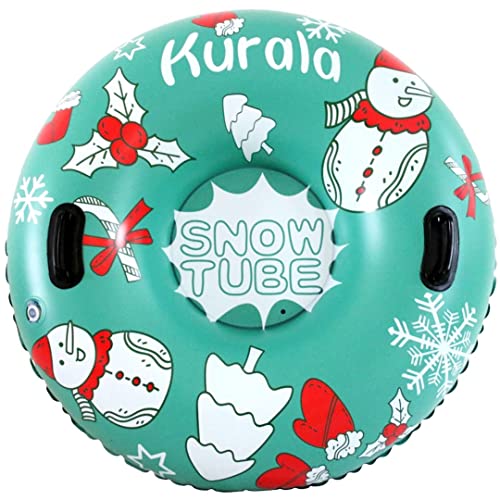 Kurala Inflatable Snow Tube Heavy Duty Snow Sled, 47 Inches Super Big Inflatable Snow Sledding with Handles Thickening Material, Green