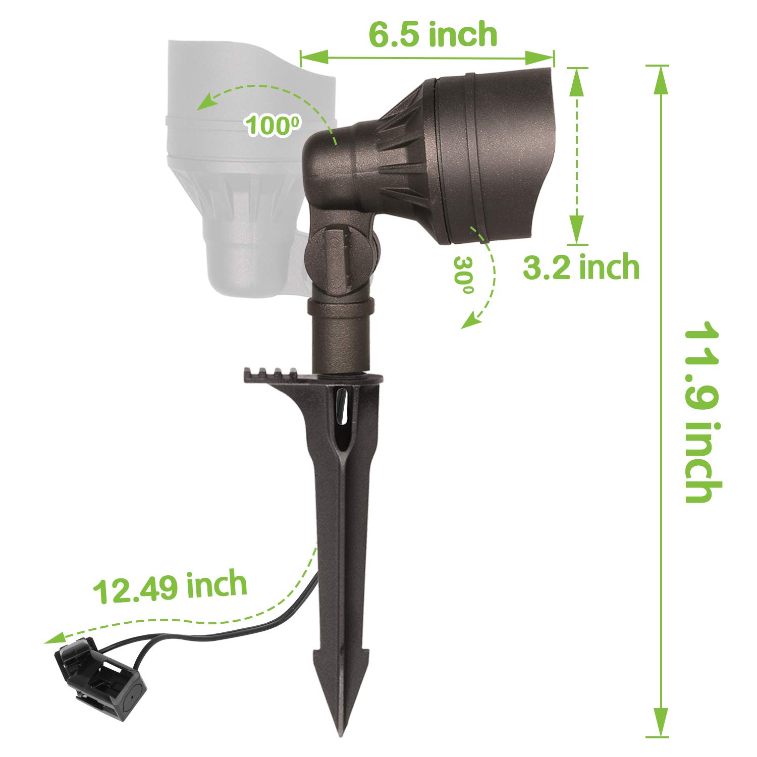 hykolity Low Voltage LED Landscape Spotlight, 10W 390LM 12V Wired for Outdoor Yard Lawn, Die-cast Aluminum Construction, 50-Watt Equivalent 15-Year Lifespan, 4 Pack