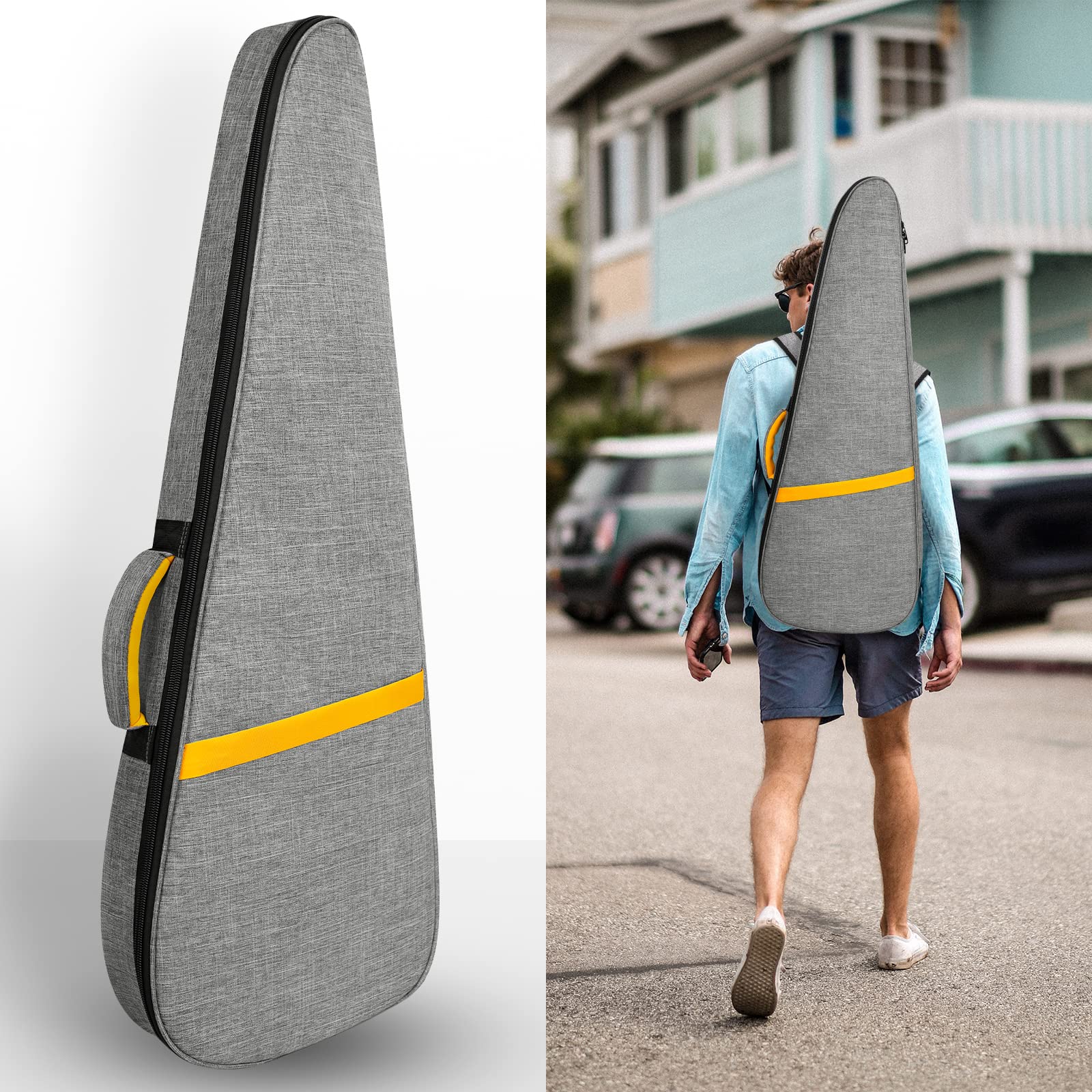 LETSROCK Electric Guitar Gig Bag, 39 Inch Electric Guitar Case with 0.5 Inch Thick Padding with Carry Handle, Pocket & Neck Strap Electric Guitar Bag Gray