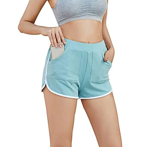 Little Beauty Women's Yoga Elastic Waist Running Athletic Shorts Doplin Shorts