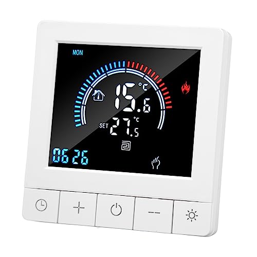 Home Floor Heating Thermostat LCD Display Touchscreen Timing Programmable Floor Heating Thermostat AC 90‑240V (Without WiFi)