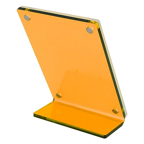 Jiawu Slanted Back Photo Frame, Self Standing Photo Frame Acrylic Multi Purpose Simple Operation for Office for Celebrity Mini Cards (Orange)