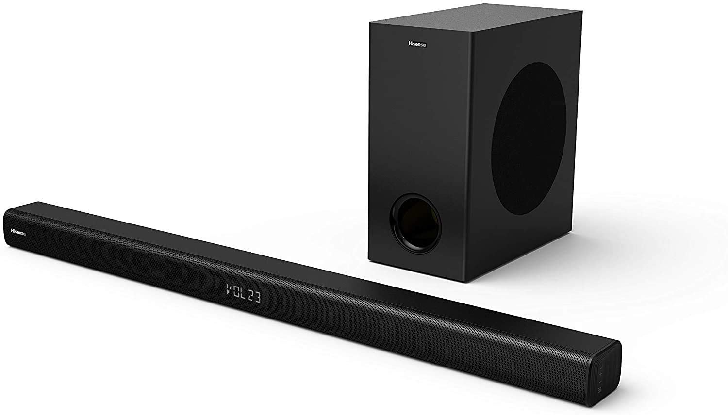 Hisense 85H6570G 85-Inch 4K Ultra HD Android Smart TV with Alexa Compatibility (2020) 2.1 Channel Sound Bar Home Theater System with Wireless Subwoofer and Bluetooth (Model HS218)