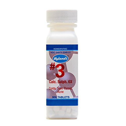 Hylandβs Cold Relief, Cell Salts #3 Calcarea Sulphurica 6X Tablets, Natural Homeopathic Relief of Colds, Sore Throat, Acne, 500 Count