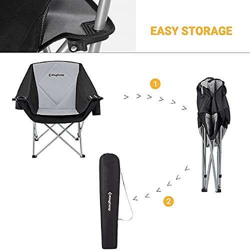 KingCamp Oversized Folding Sofa Camping Chair, Black/MediumGrey